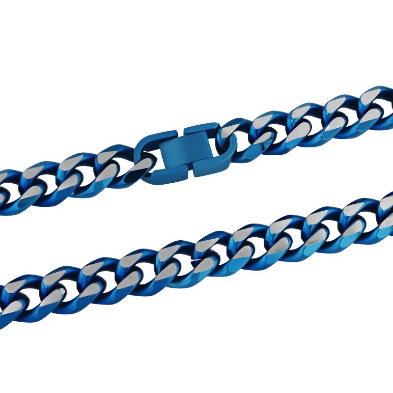 Stainless Steel With Blue IP Curb Link Fashion Chain - TS16248