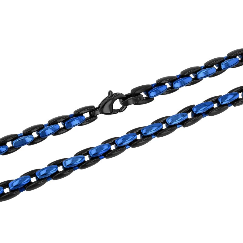 Black & Blue IP Stainless Steel Oval Link Fashion Chain - TS17476