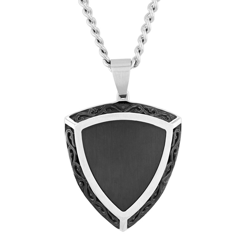 Stainless Steel Men's Shield Necklace - TS17490